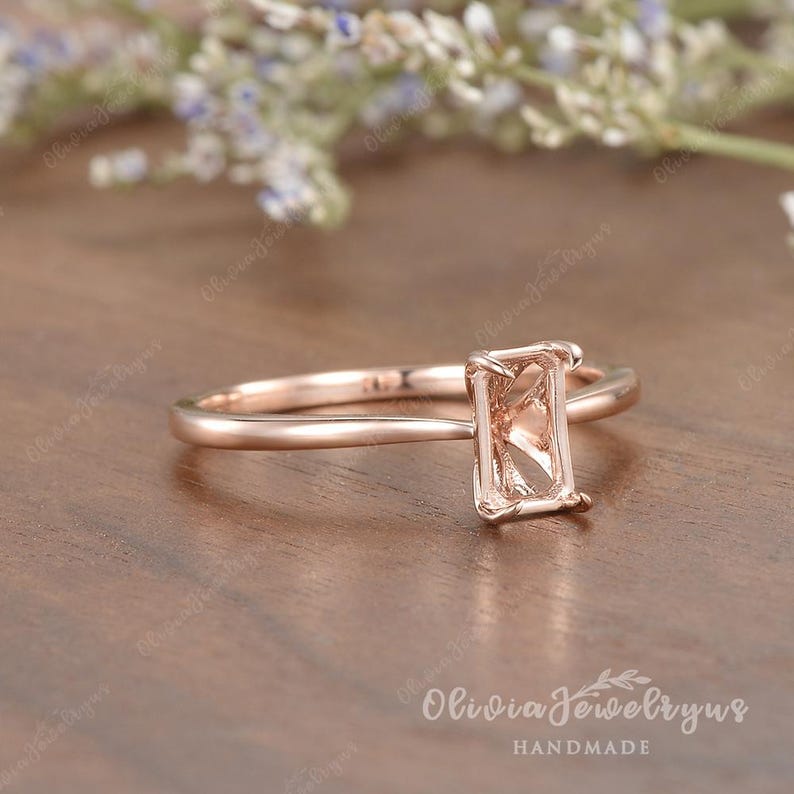 Custom Semi Mounting Unique Lotus Ring Rose Gold Delicate Promise Ring ...