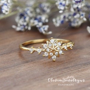 Snowflake Ring Flower Cluster Ring Nature Inspired Moissanite - Etsy