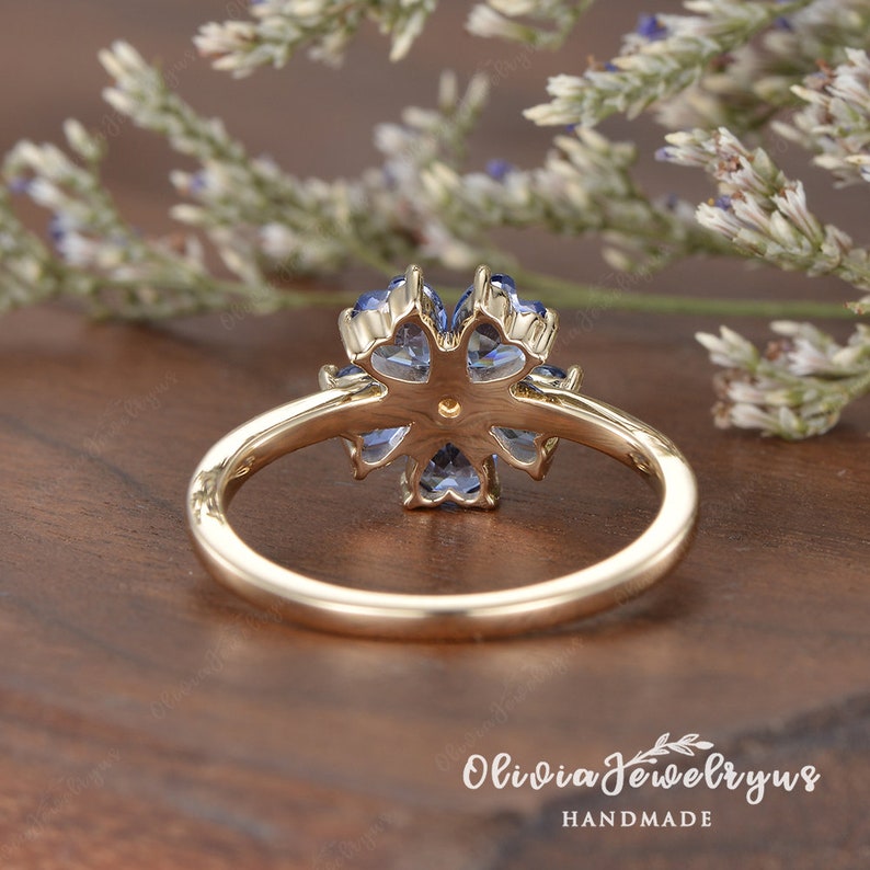 Cornflower Sapphire Engagement Ring Heart Shaped Lab Sapphire - Etsy