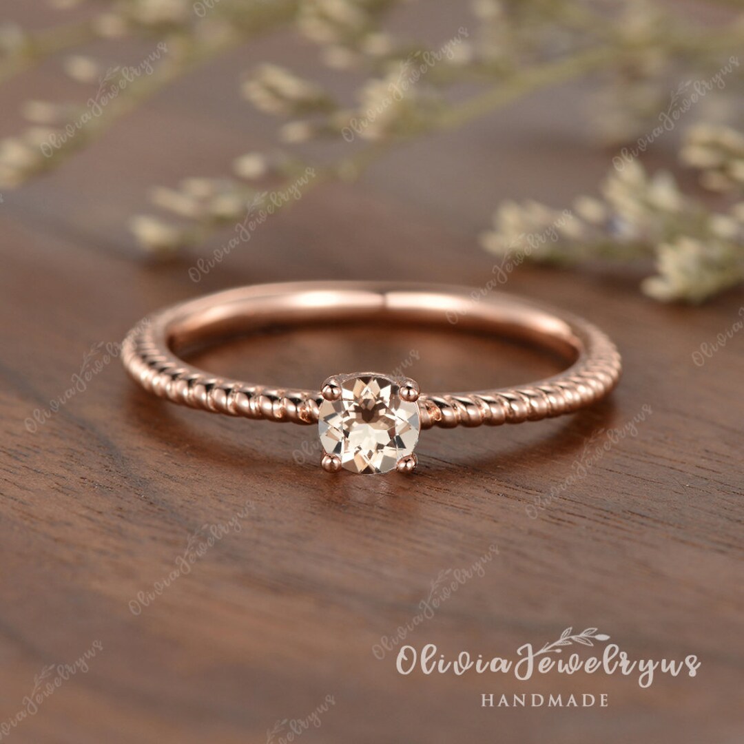 Vintage Morganite Engagement Ring Retro Delicate Promise Ring Peachy ...