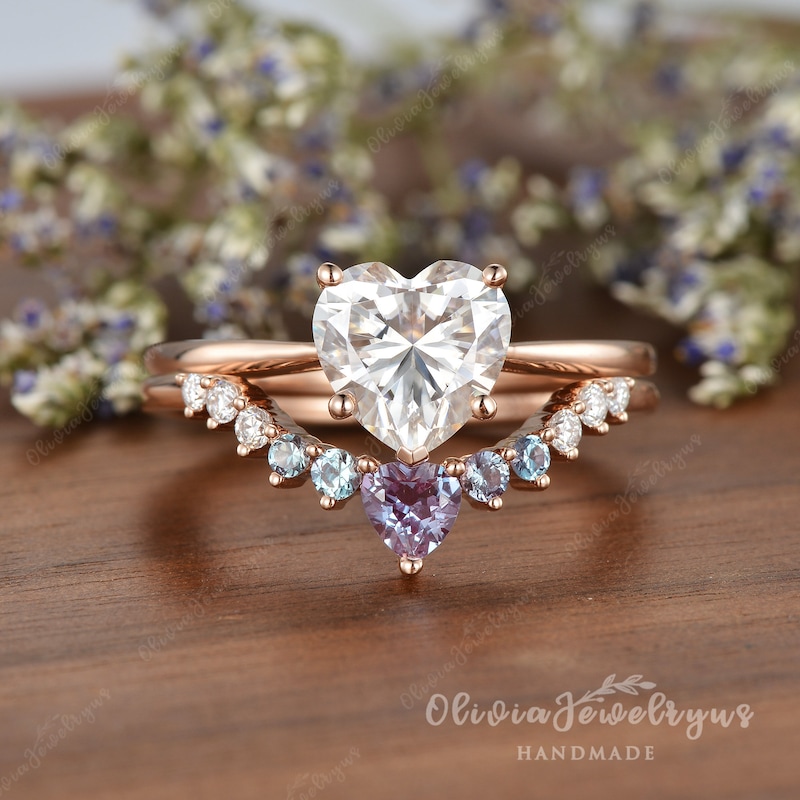 Heart Wedding Rings - Etsy