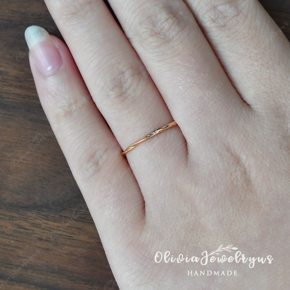 Dainty Twist Ring Minimalist Wedding Band Women Rose Gold - Etsy