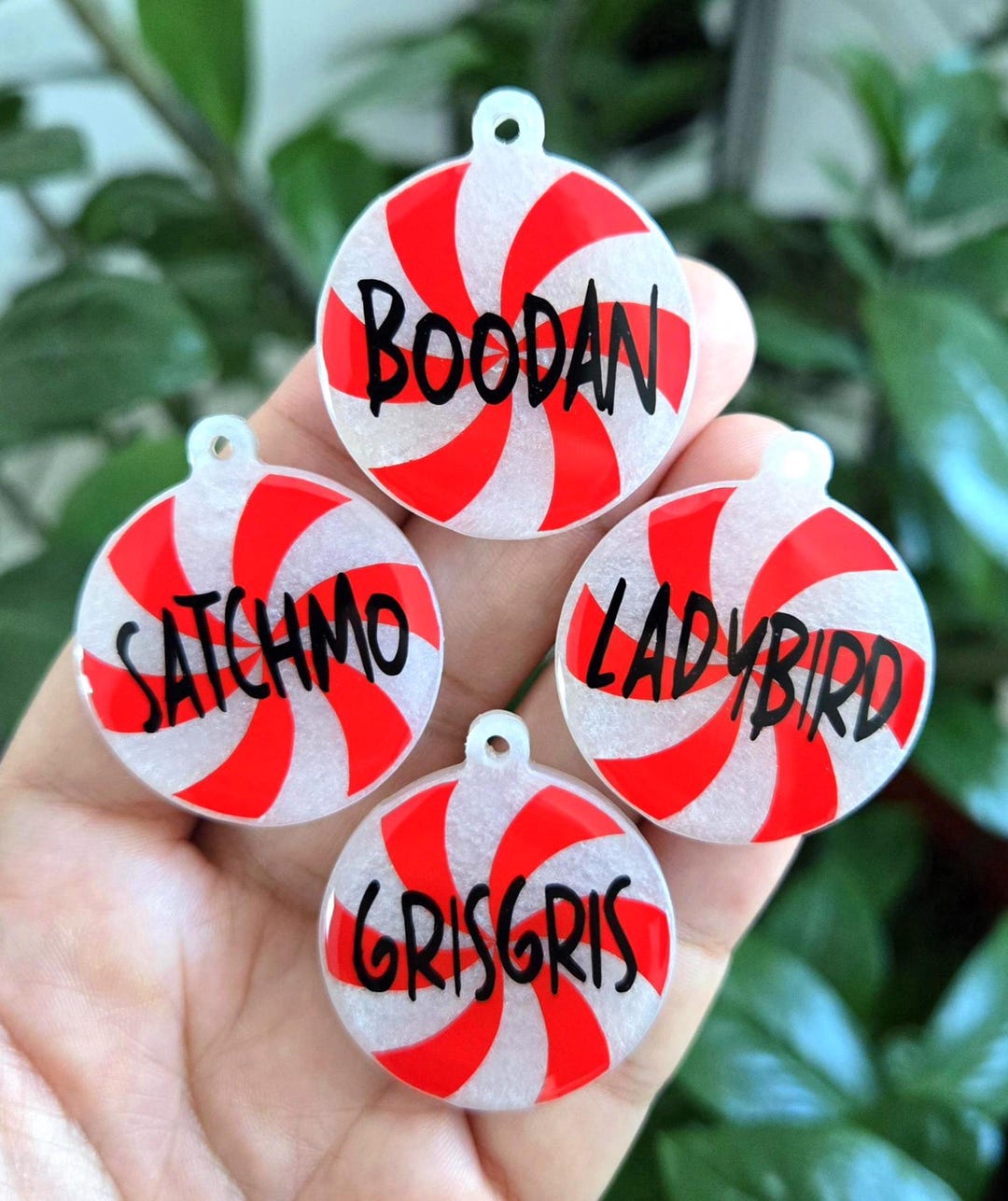 Candy Cane Pet Tag | Personalized Resin Dog ID Tag - Etsy