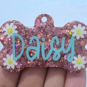 Daisy Pet Tagdaisy Flowerresin Pet Tagdogtagpersonalized - Etsy