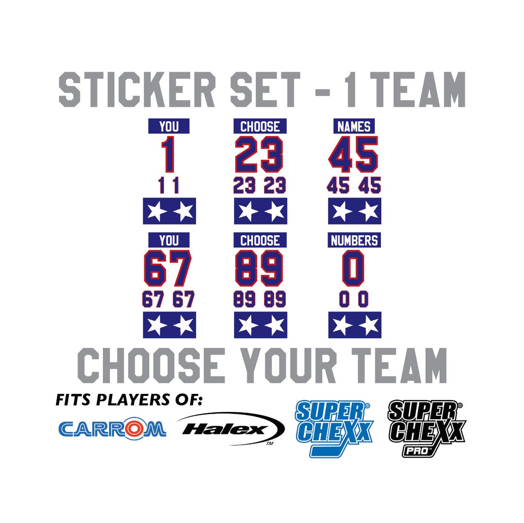 Carrom Halex or Super Chexx Table Hockey Custom Sticker Set for 6 ...