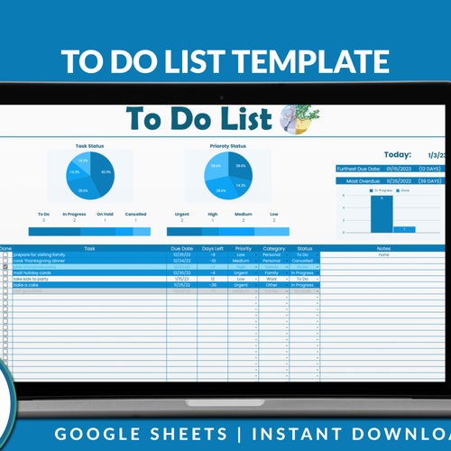 TO-DO LIST Digital Spreadsheet Excel Template - Etsy