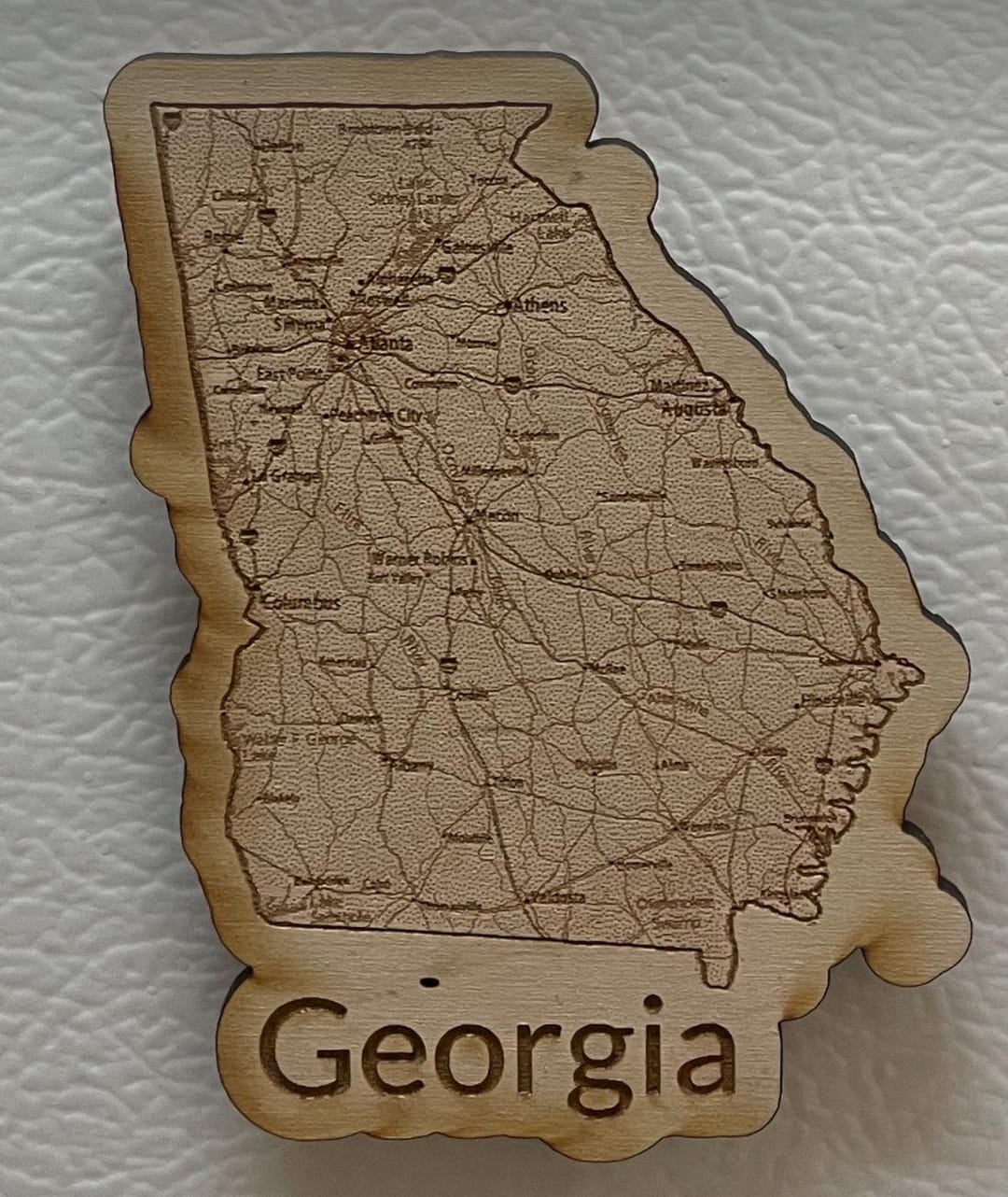 Engraved Wooden Georgia Map Magnet – Custom Laser Cut State Decor - Etsy