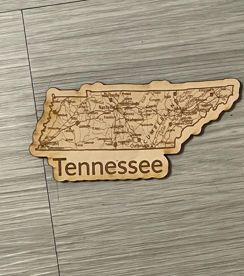 Engraved Wooden Tennessee Map Magnet– Custom Laser Cut State Decor - Etsy