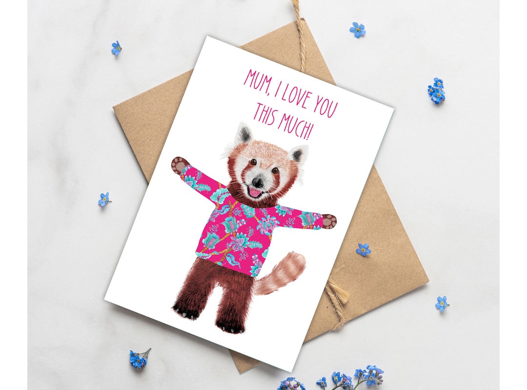 Mum Bear Hug Card// Cute Mothers Day Card, I Love You This Much Card, I ...
