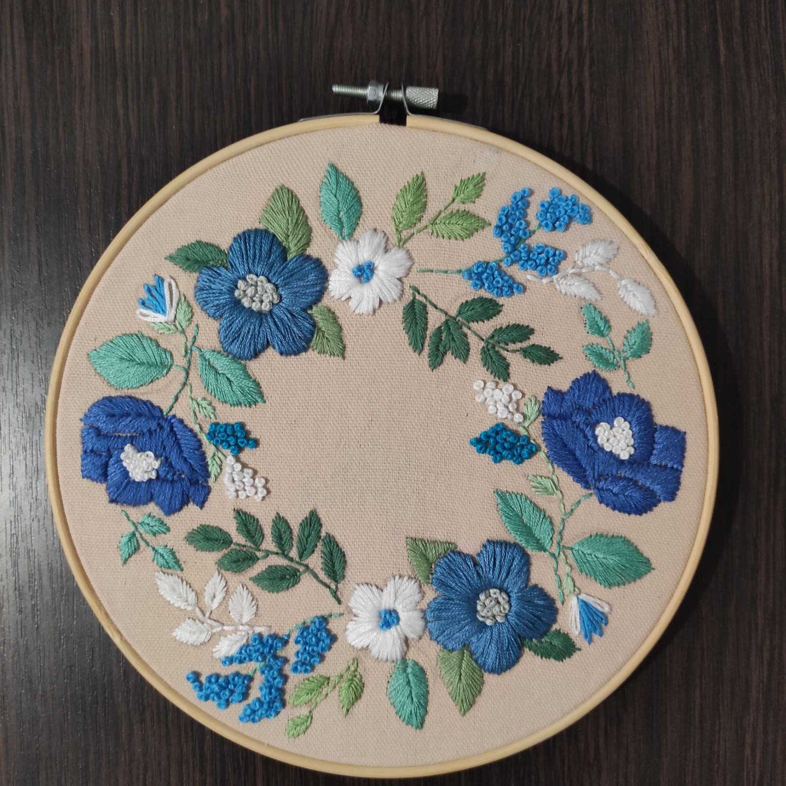 Blue Flowers Embroidery Pattern, Easy Embroidery Diy, Floral Embroidery ...
