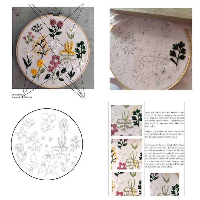 Plant Embroidery Pattern, Hand Embroidery Flower Design, Botanical ...