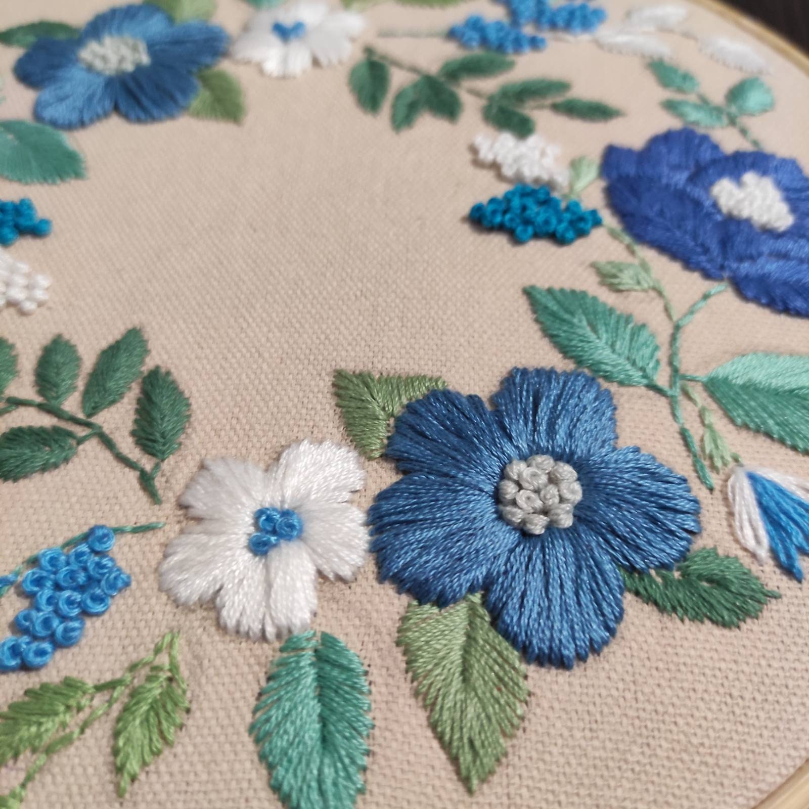 Blue Flowers Embroidery Pattern, Easy Embroidery Diy, Floral Embroidery ...