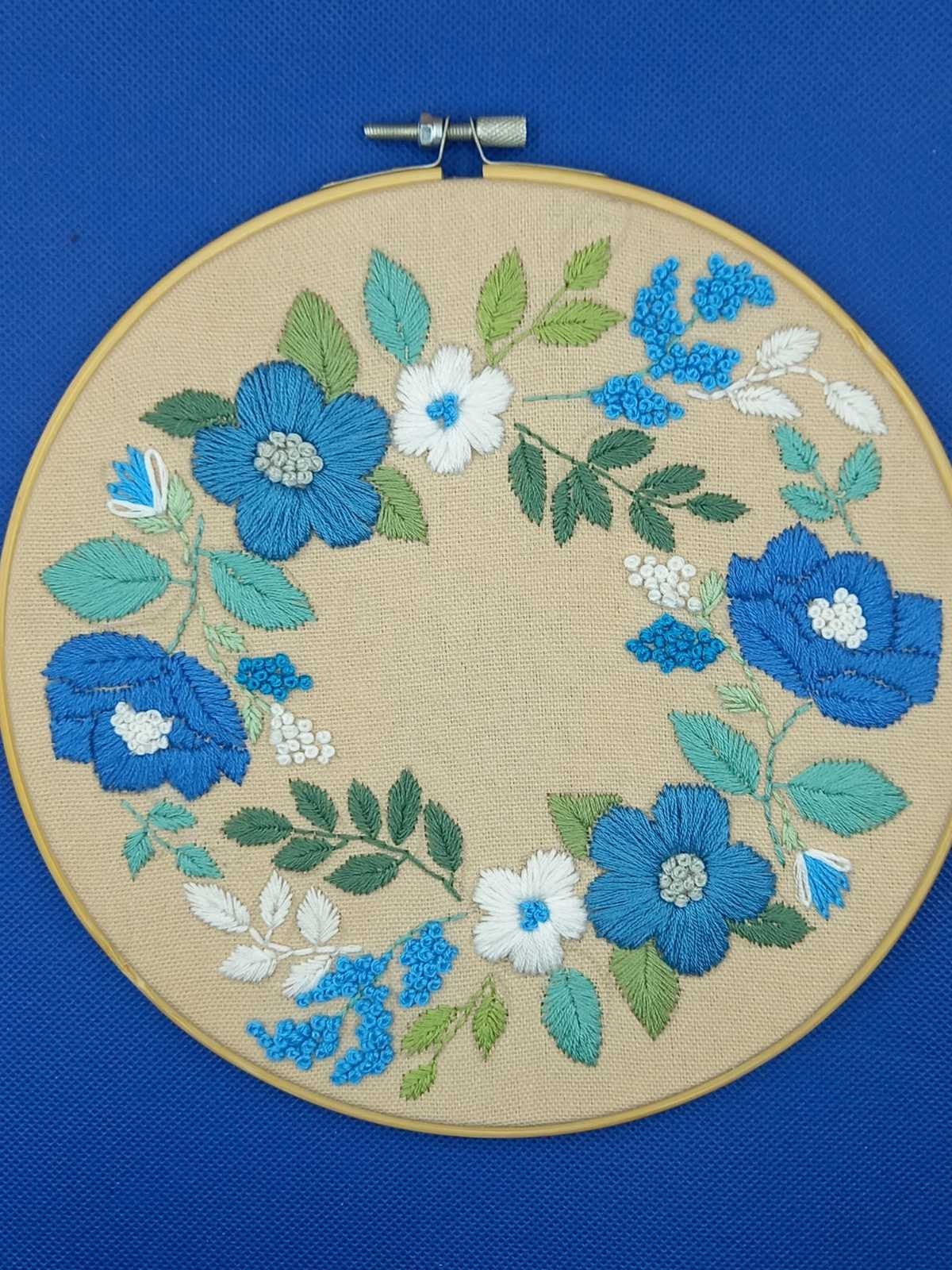 Blue Flowers Embroidery Pattern, Easy Embroidery Diy, Floral Embroidery ...