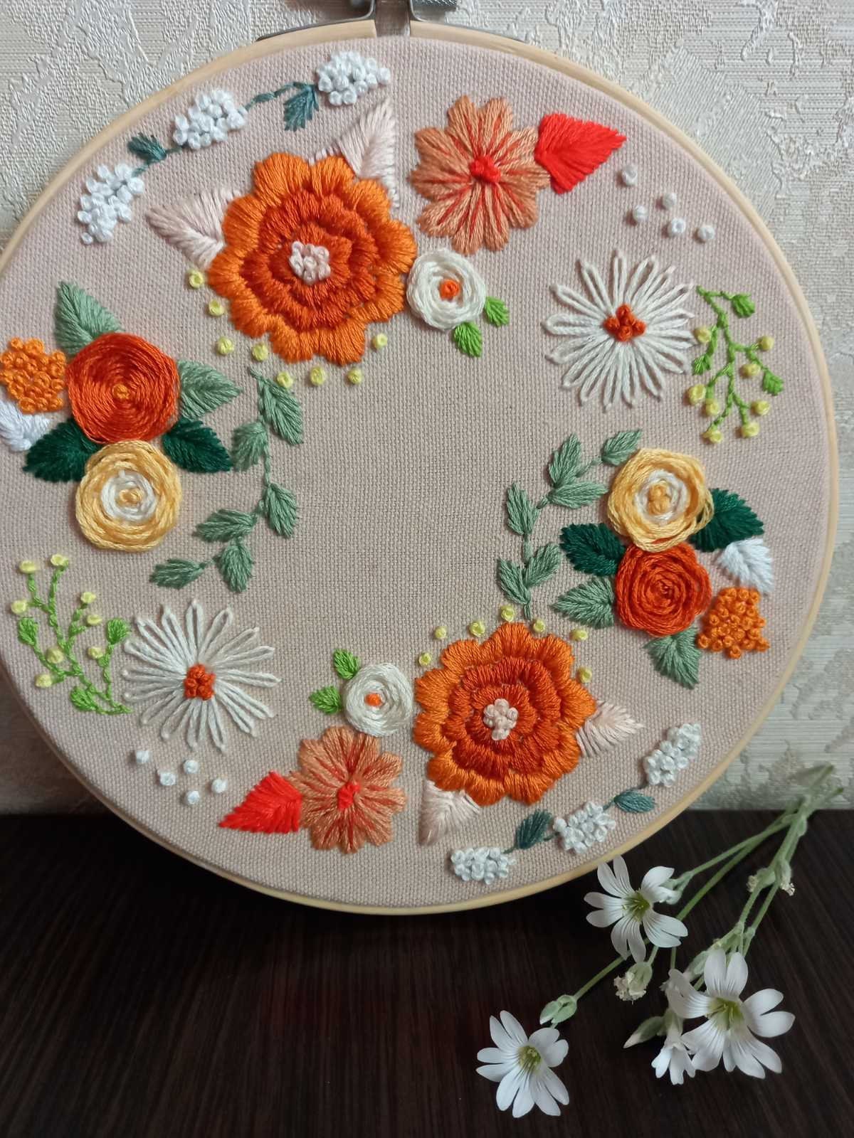 Orange Hand Embroidery Pattern, Easy Embroidery Digital, Floral ...