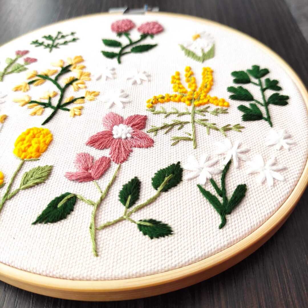 Plant Embroidery Pattern, Hand Embroidery Flower Design, Botanical ...
