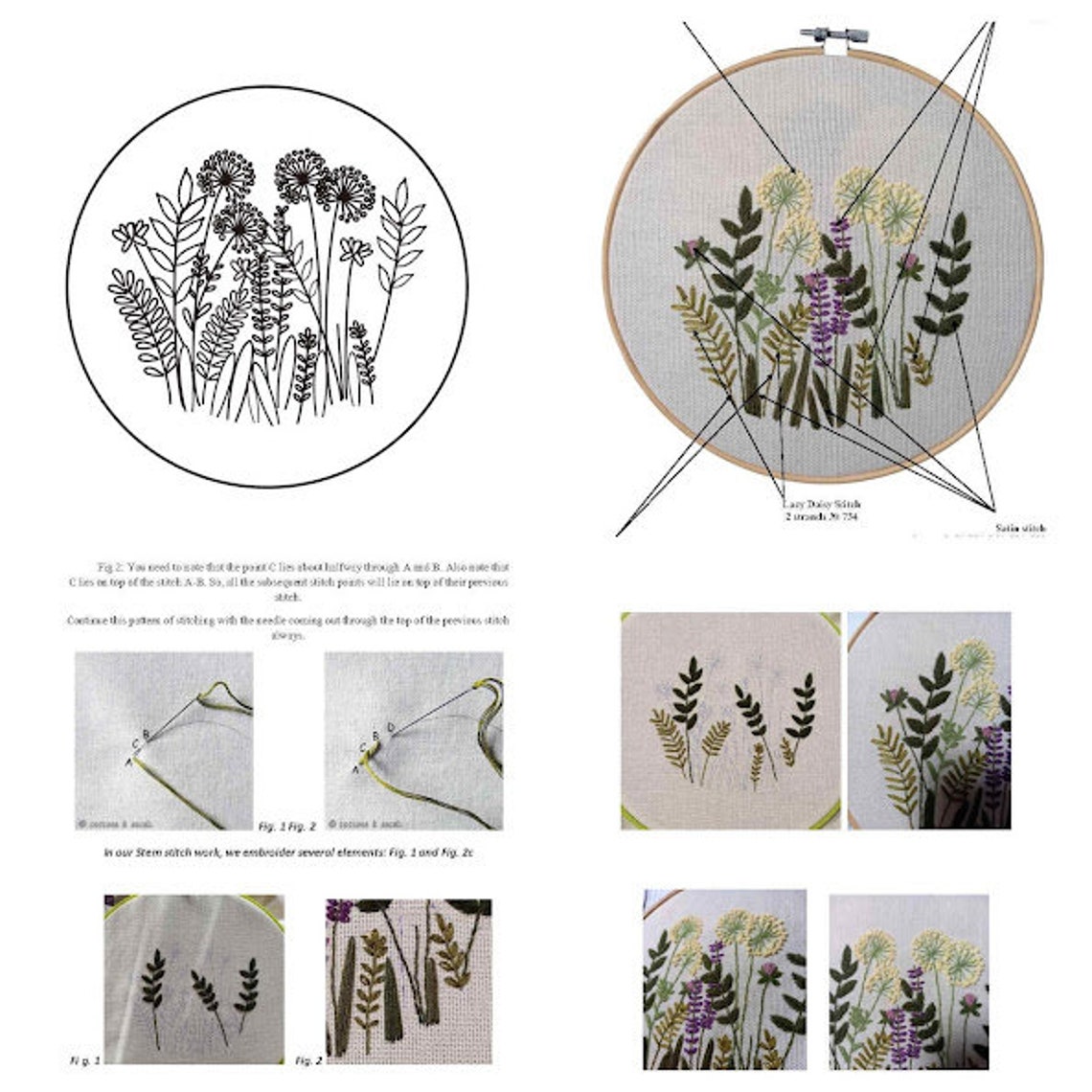 Wildflowers Embroidery Pattern, Hand Embroidery Designs, Wildflower ...