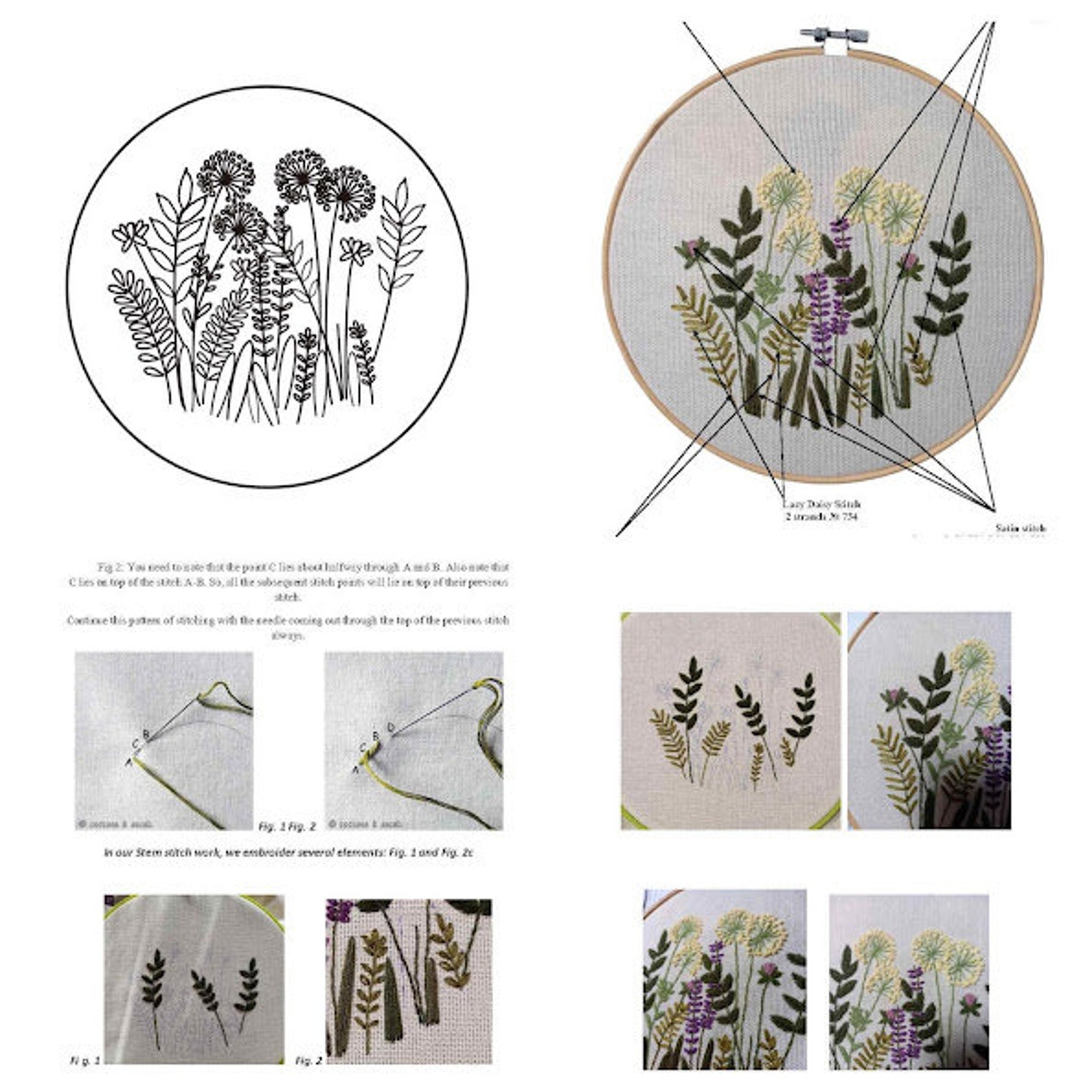 Wildflowers Embroidery Pattern, Hand Embroidery Designs, Wildflower ...
