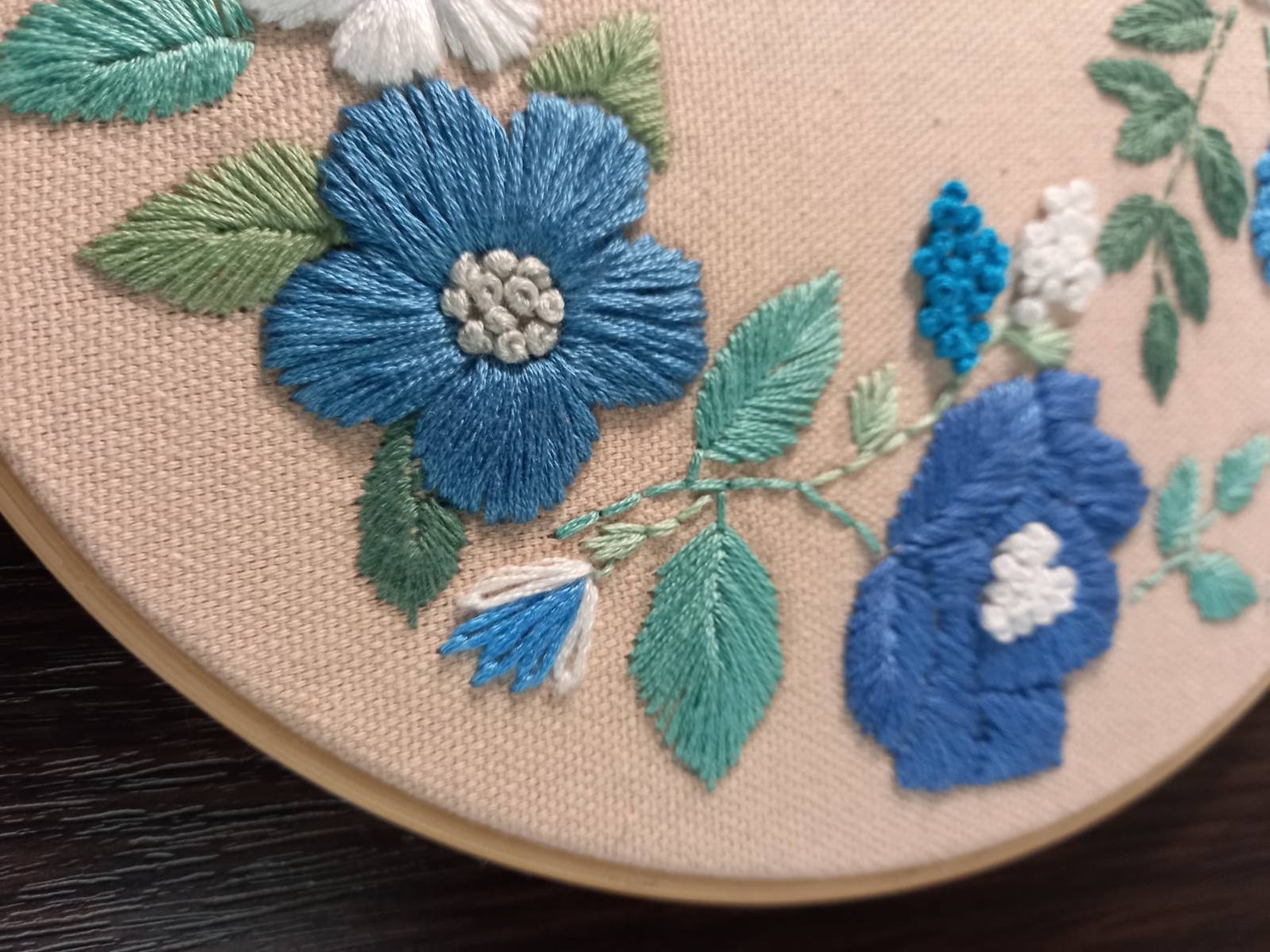 Blue Flowers Embroidery Pattern, Easy Embroidery Diy, Floral Embroidery ...