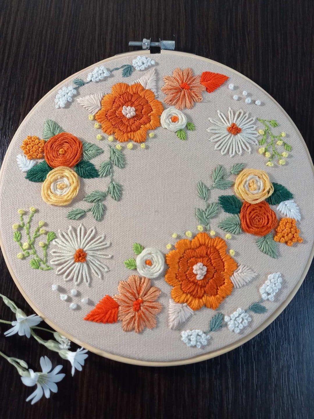 Orange Hand Embroidery Pattern, Easy Embroidery Digital, Floral ...