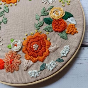 Orange Hand Embroidery Pattern, Easy Embroidery Digital, Floral ...