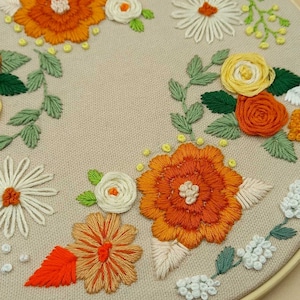Orange Hand Embroidery Pattern, Easy Embroidery Digital, Floral ...