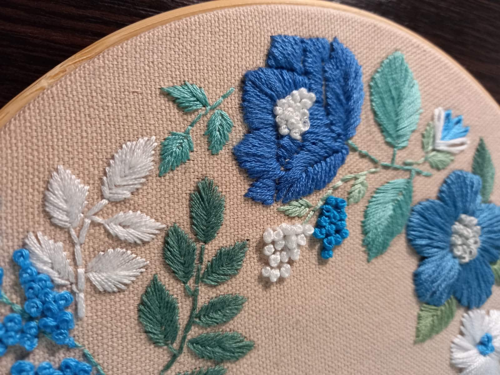 Blue Flowers Embroidery Pattern, Easy Embroidery Diy, Floral Embroidery ...