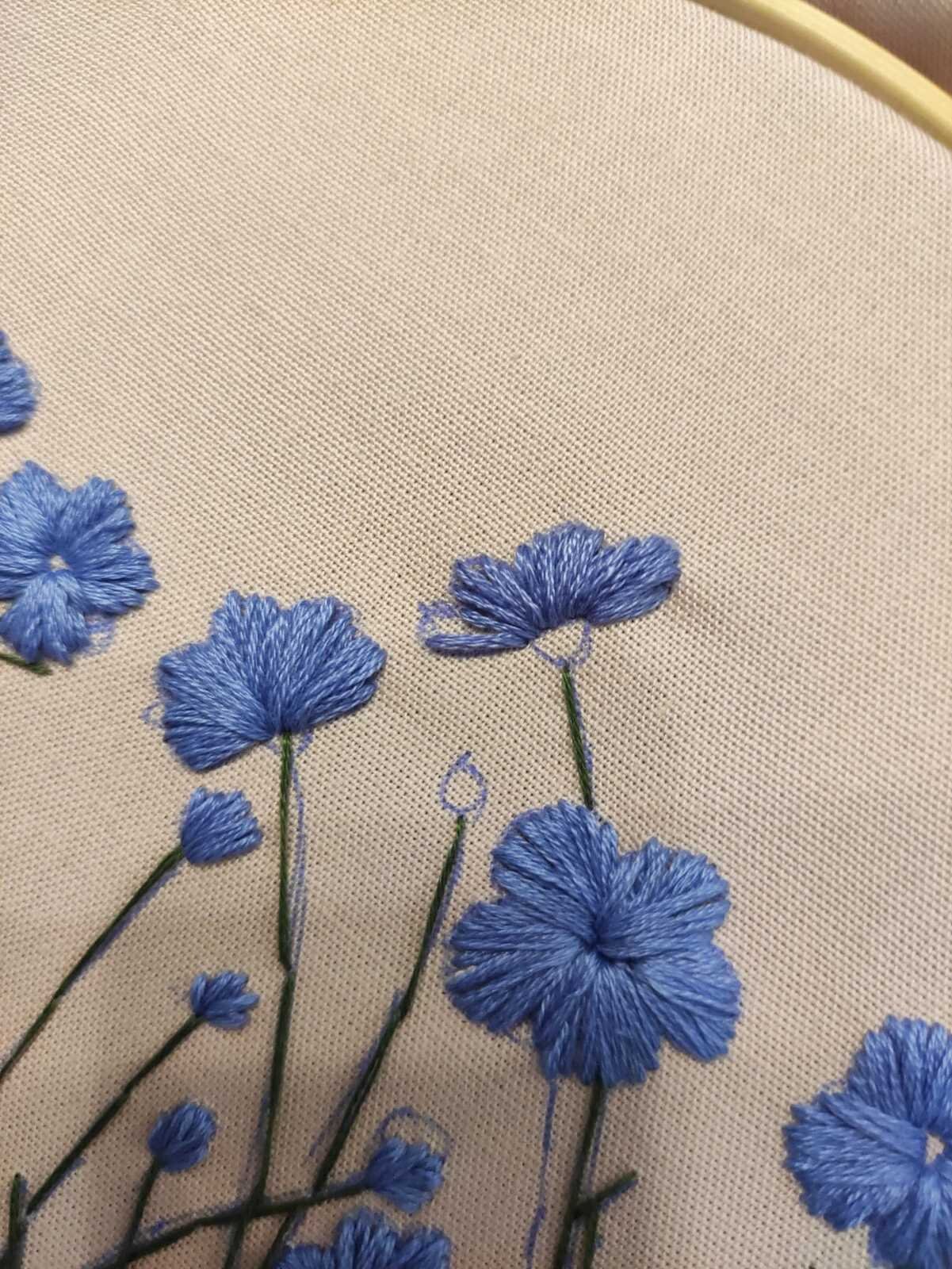 Blue Flax Embroidery Pattern, Wildflowers Pattern, Modern Floral Design ...