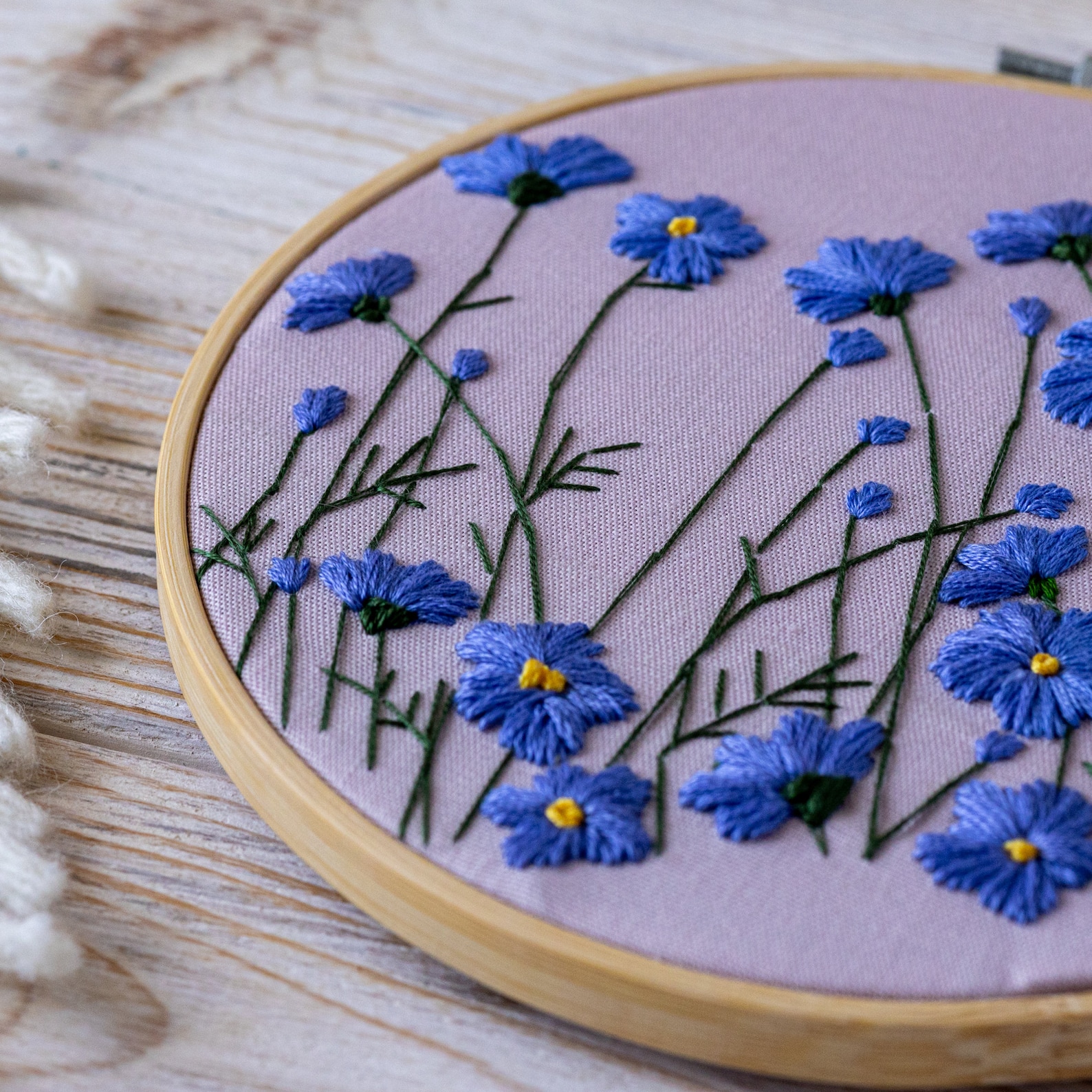 Blue Flax Embroidery Pattern, Wildflowers Pattern, Modern Floral Design ...