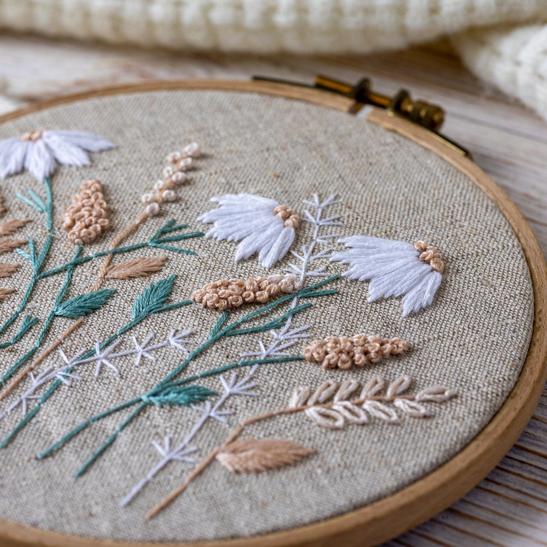 Chamomile & Wildflowers Embroidery, Beginner DIY Pattern PDF, Hand ...