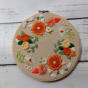 Orange Hand Embroidery Pattern, Easy Embroidery Digital, Floral ...