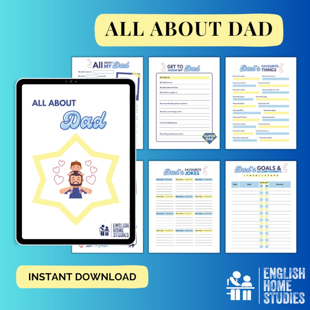 All About Dad Printable Book - Father's Day Gift From Kids / DIY Father ...