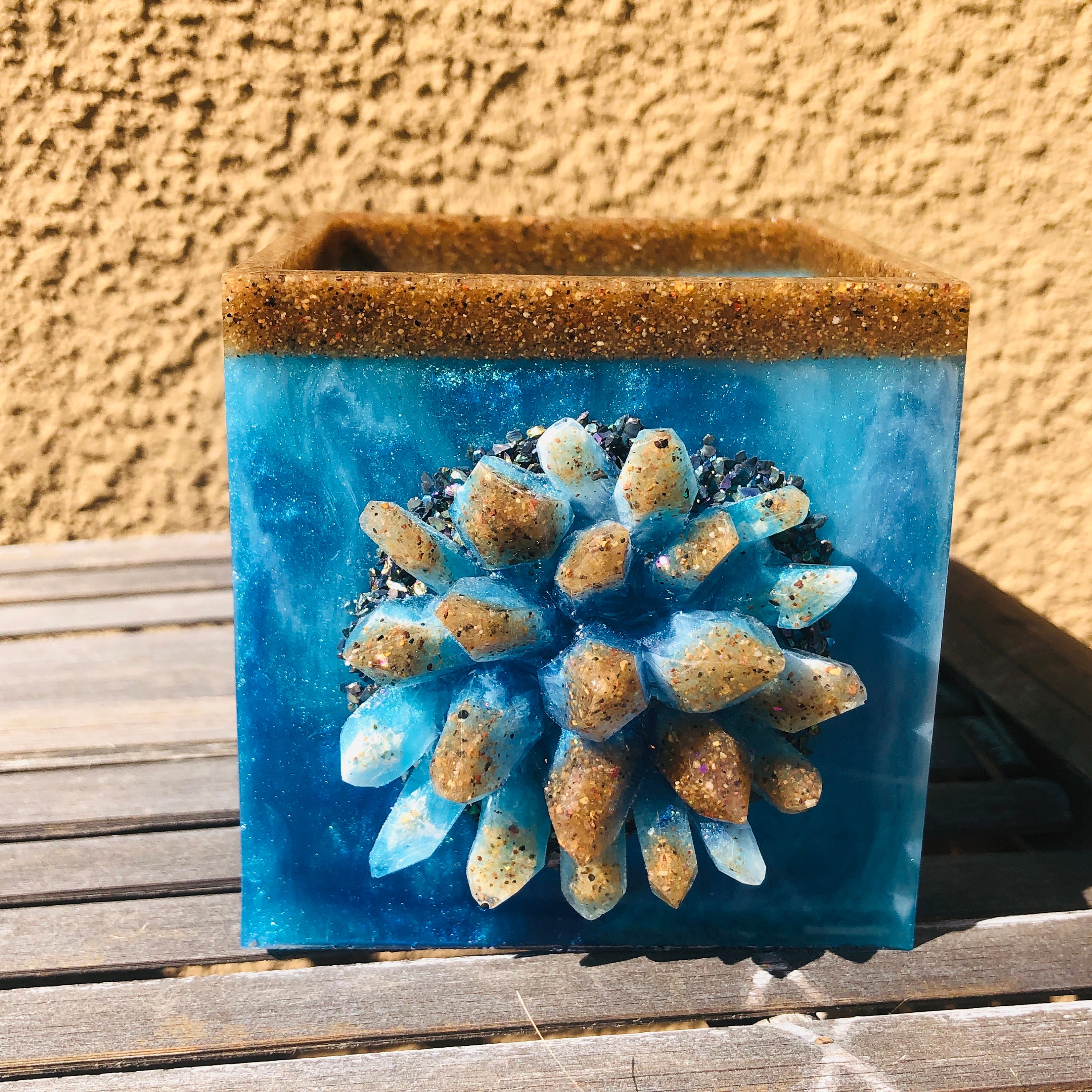 Tropical Planter Pot Sand Druzy Crystal Pot Crystal Geode Planter Pot ...