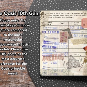 LIBRARY CARD Kindle Insert for Clear Case -PRINTABLE- Paperwhite Basic ...