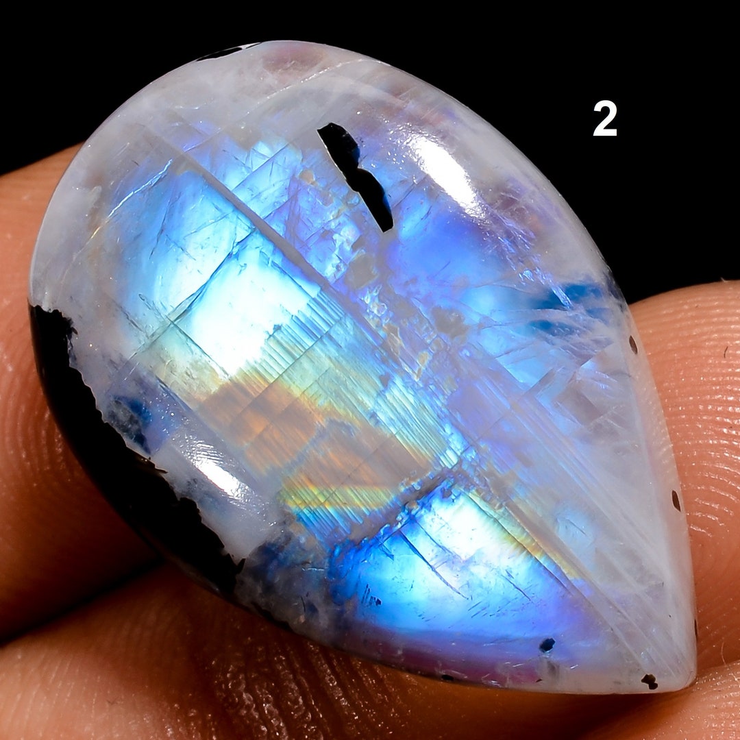 AAA Grade High Quality Rainbow Moonstone With Black Tourmaline ...