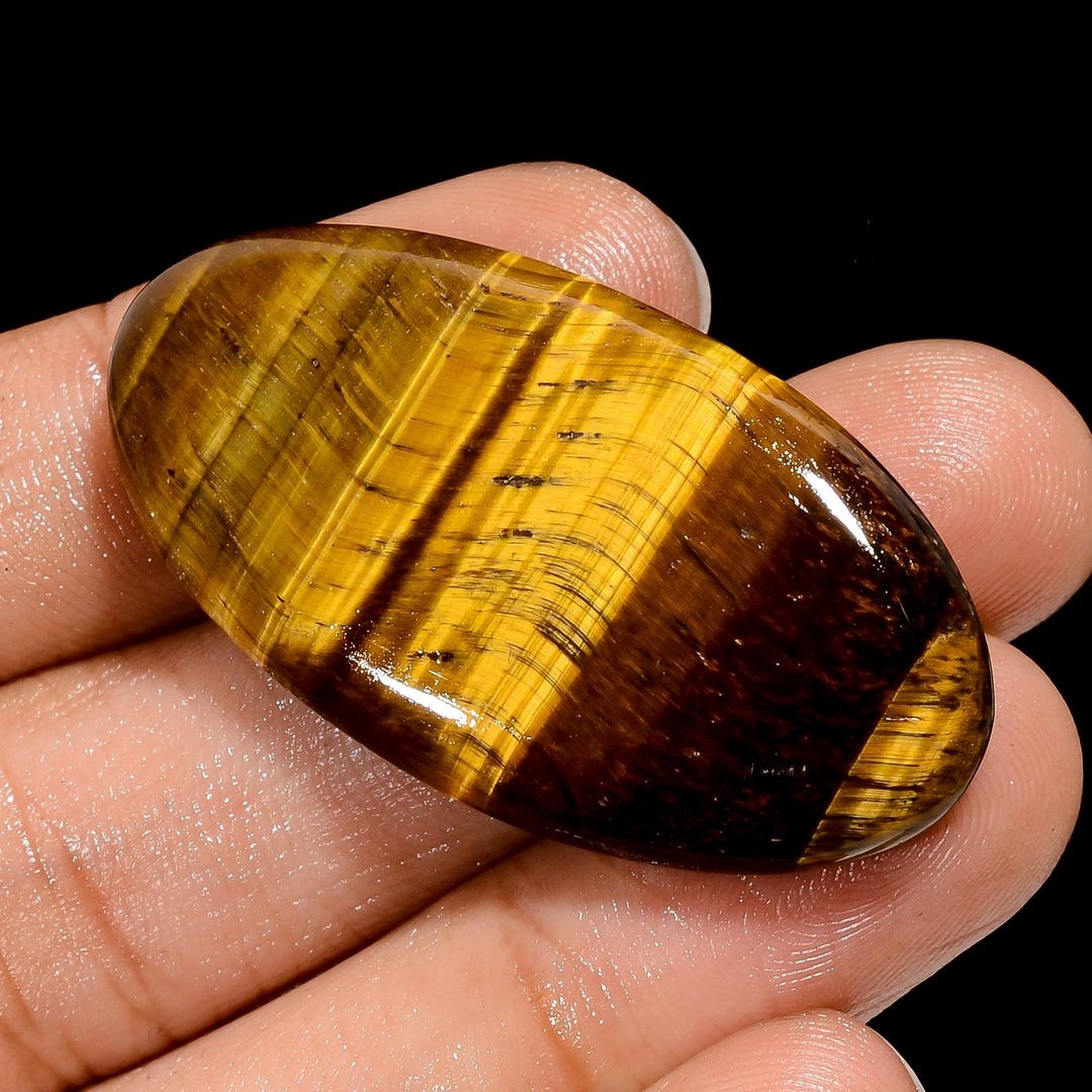 Yellow Tiger Eye Stone Cabochon Genuine Natural Flat Back Gemstone ...
