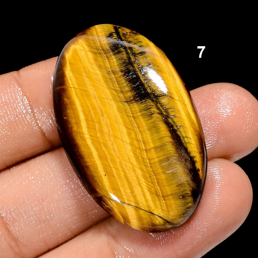 Yellow Tiger Eye Stone Cabochon Genuine Natural Flat Back Gemstone ...