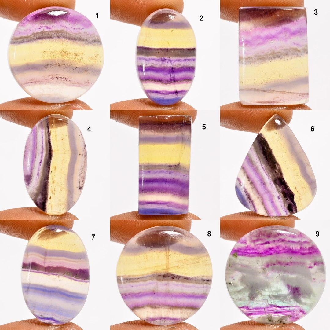 Fluorite Cabochon Oval Teardrop Round Loose Gemstone Flatback Hand ...