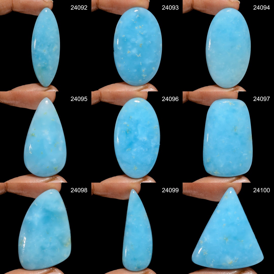 Natural Blue Smithsonite Cabochon Flat Back Gemstone Blue Cabochons for ...