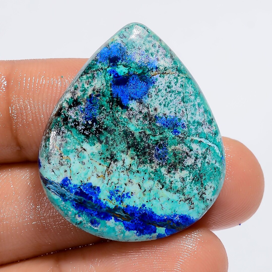 Natural Blue Azurite Cabochon Flat Back Gemstone Hand Polished Smooth ...