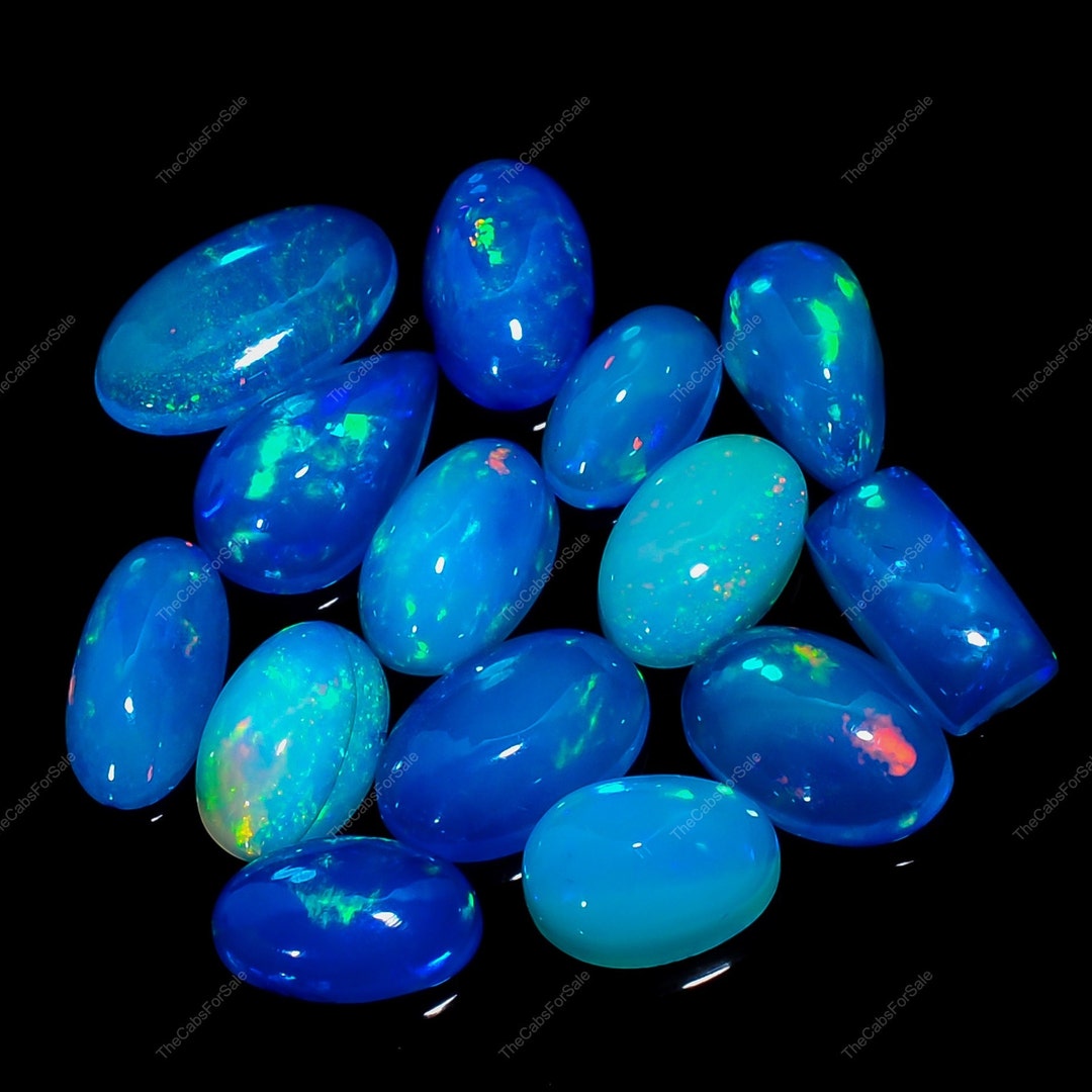 Ethiopian Fire Opal Mix Lot Blue Fire Opal Cabochon Gemstone AAA ...