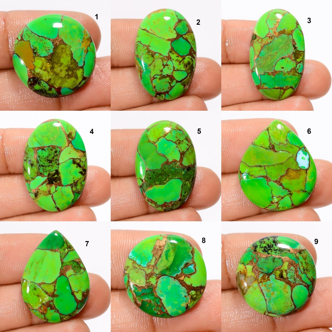 Green Copper Turquoise Gemstone Cabochon Flatback Mohave Green ...