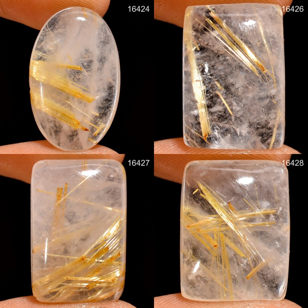 Top Grade Natural Golden Rutilated Quartz Cabochon Yellow Rutile Quartz ...