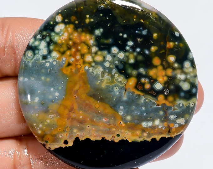 Large Ocean Jasper Moon Carving Natural Ocean Jasper Crystal Moon High ...