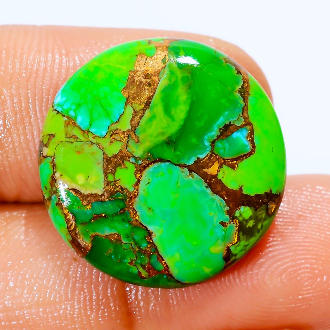 Green Copper Turquoise Gemstone Cabochon Flatback Mohave Green ...