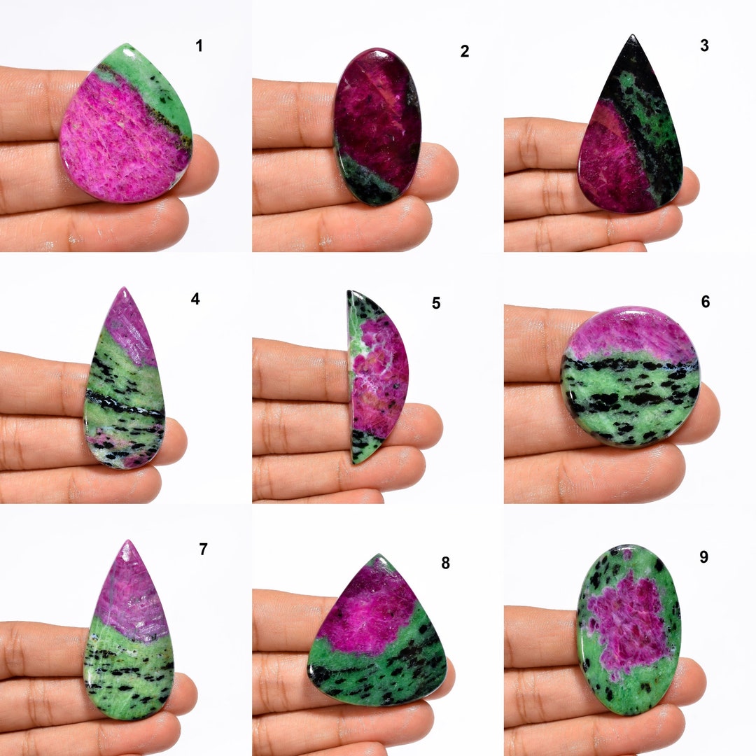 Natural Deep Colors Ruby Zoisite Pink Green Cabochon Anyolite Stone ...