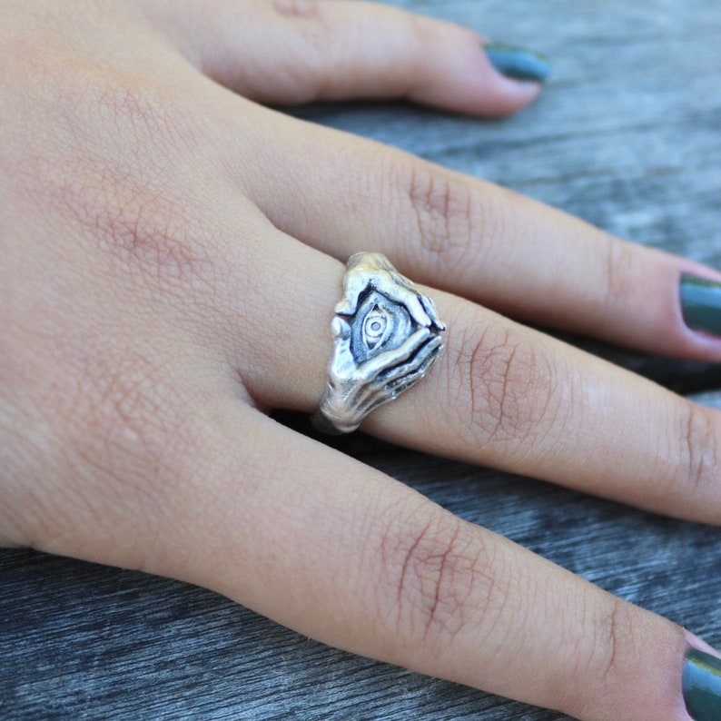 Eye Ring Signet Ring Eye and Hand Ring Antique Silver Evil - Etsy
