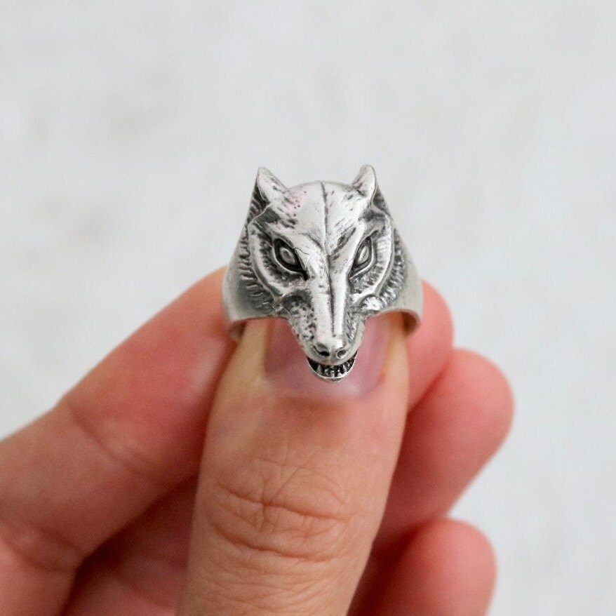 Wolf Head Ring Big Animal Rings Fox Face Ring Handmade Cute - Etsy