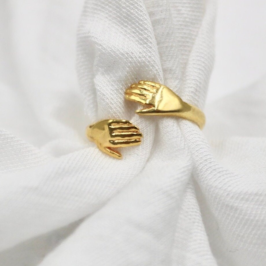 Hugging Hand Ring Elegant Hand Ring Hand Forged Ring Gold - Etsy
