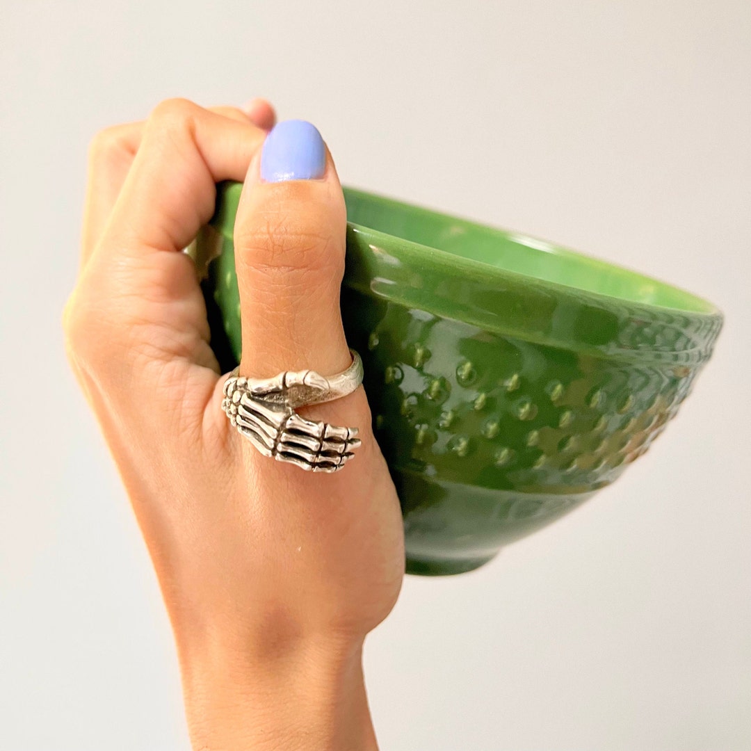 Brass Skeleton Ring, Skull Hand Ring, Silver Skeleton Hand Ring, Cool ...