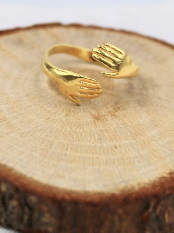 Hugging Hand Ring Elegant Hand Ring Hand Forged Ring Gold - Etsy